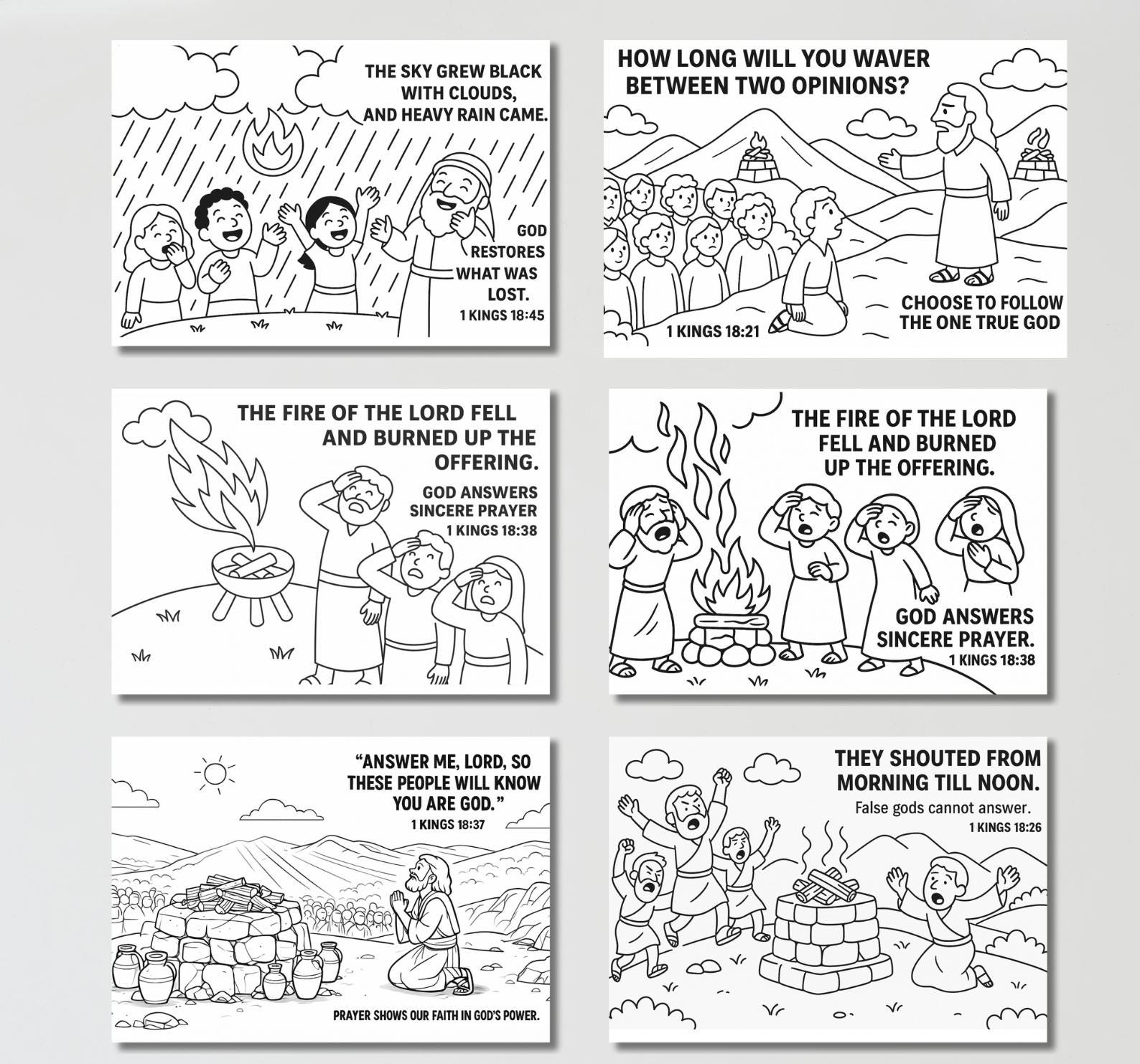 Elijah and the Prophets of Baal Coloring Pages Craft | Kids Bible Craft ...