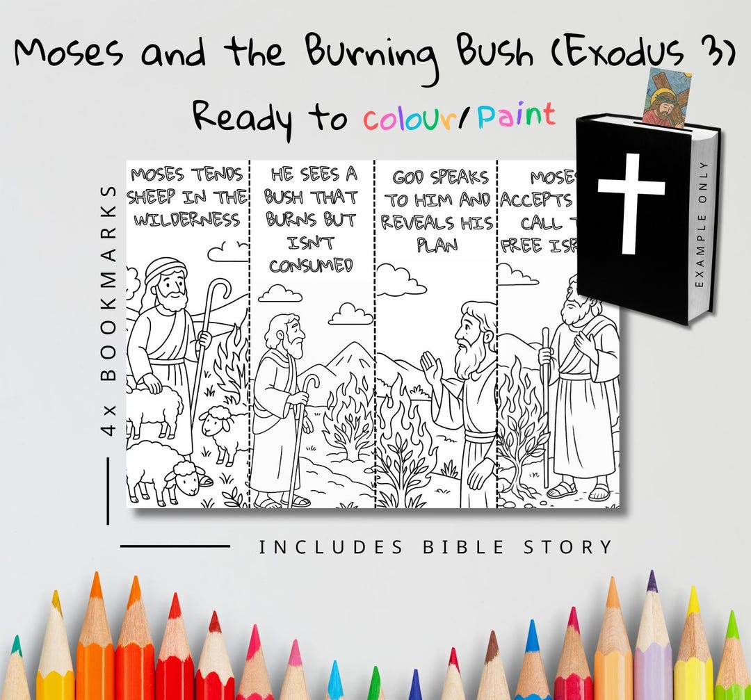 Moses and the Burning Bush Bookmark Set (4 Bookmarks) | Bible Story ...