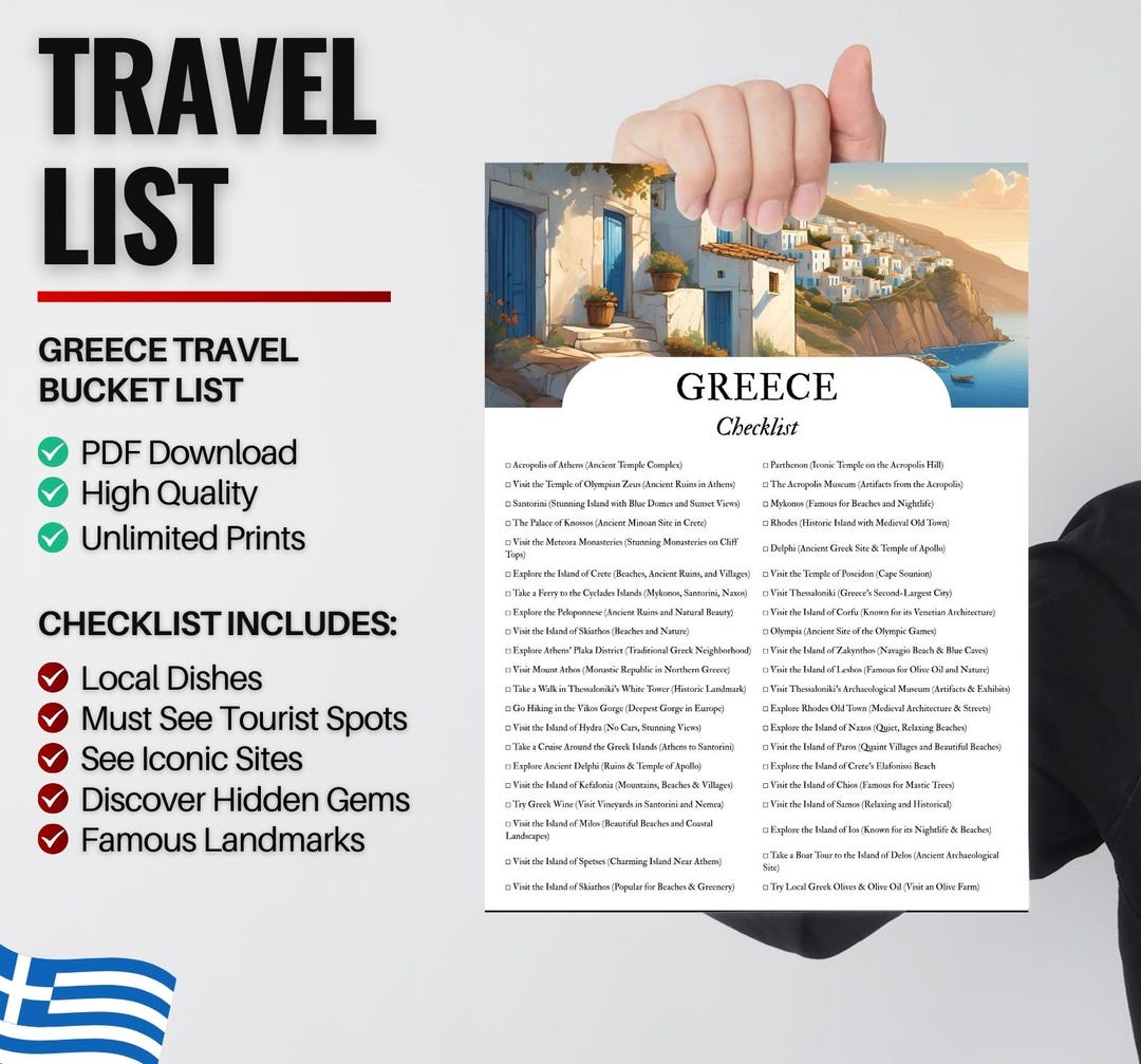 Greece Bucket List Printable | 40+ Must-do Greece Attractions & Food ...