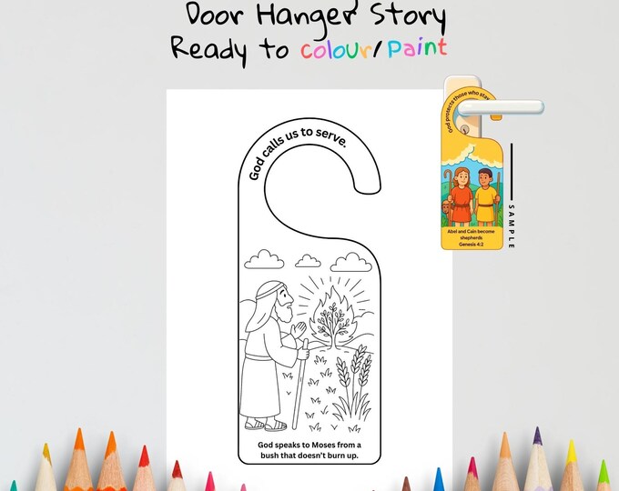 Moses & Burning Bush Kids Bible Craft Door Hanger | Exodus 3 Activity ...