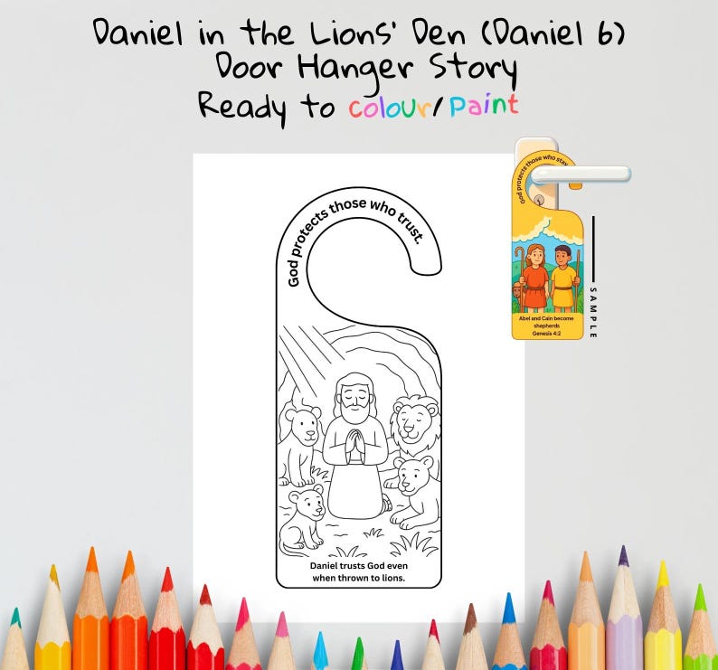 Daniel & the Lions’ Den Kids Bible Craft Door Hanger | Daniel 6 ...