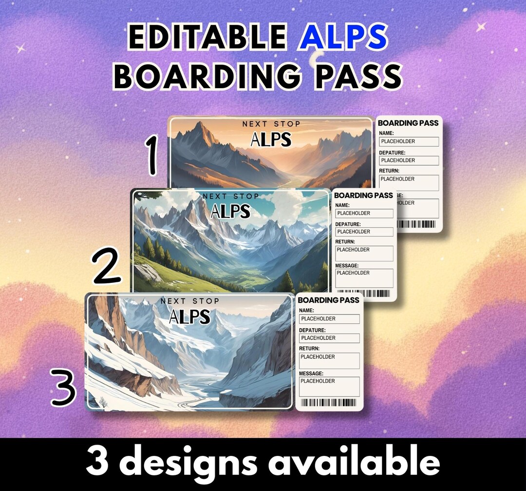 Alps, Europe Printable Flight Ticket & Trip Gift Pass | Surprise Travel ...