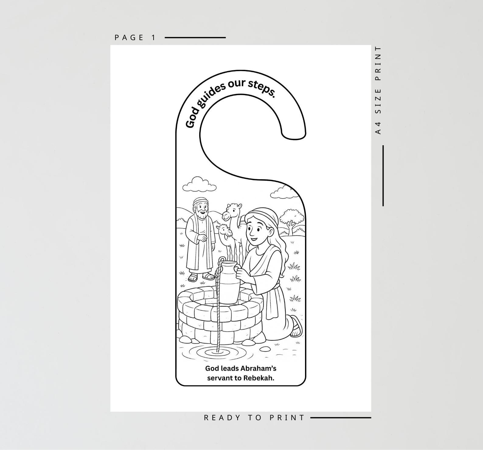 Rebekah at the Well Kids Bible Craft Door Hanger | Genesis 24 Coloring ...
