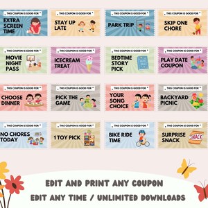 Editable Kids Coupon Book – Printable Reward Coupons for Kids, Birthday ...