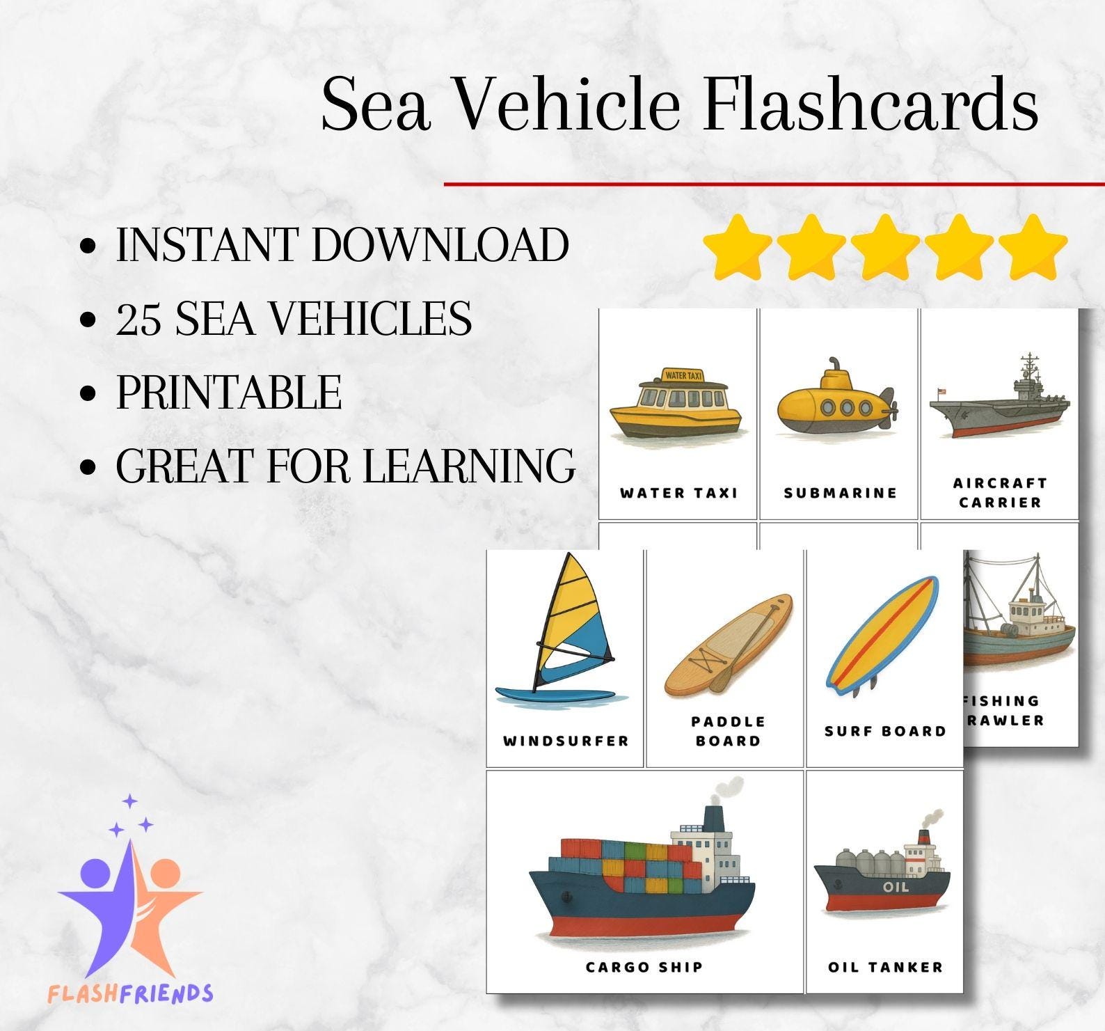 25 Montessori Sea Vehicle Flash Cards | Educational & Fun Learning for ...