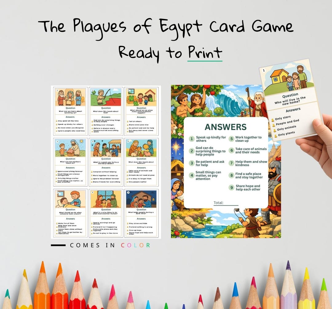 The Plagues of Egypt Kids Bible Card Game | Exodus 7–12 Activity for ...