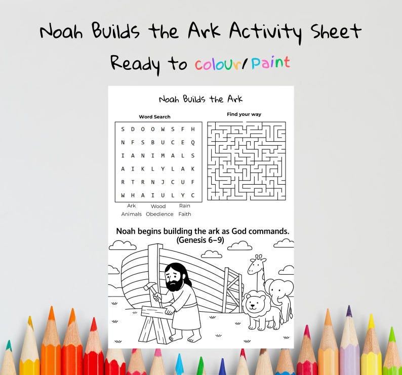 Noah Builds the Ark Bible Craft | Kids Bible Games | Sunday School ...