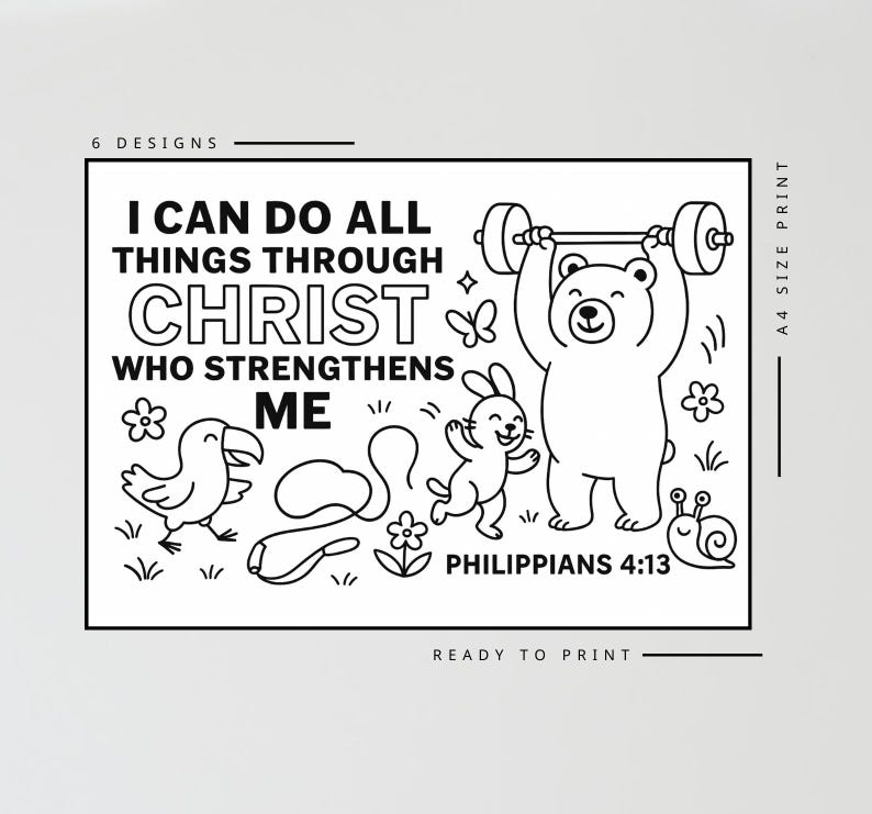 Philippians 4:13 Bible Verse Coloring Pages – Christian Kids Activity ...