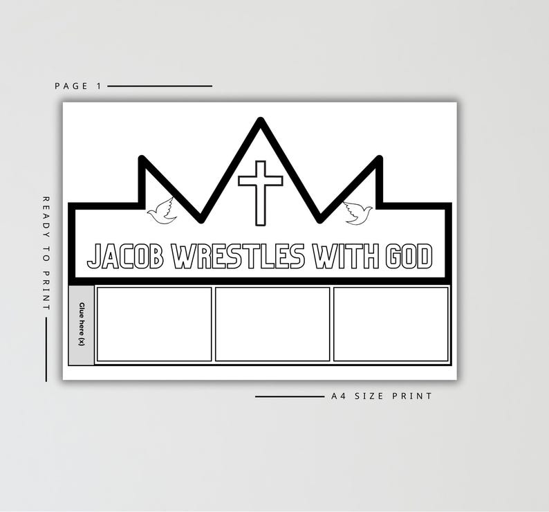 Jacob Wrestles With God Bible Crown Printable | Faith and Change ...