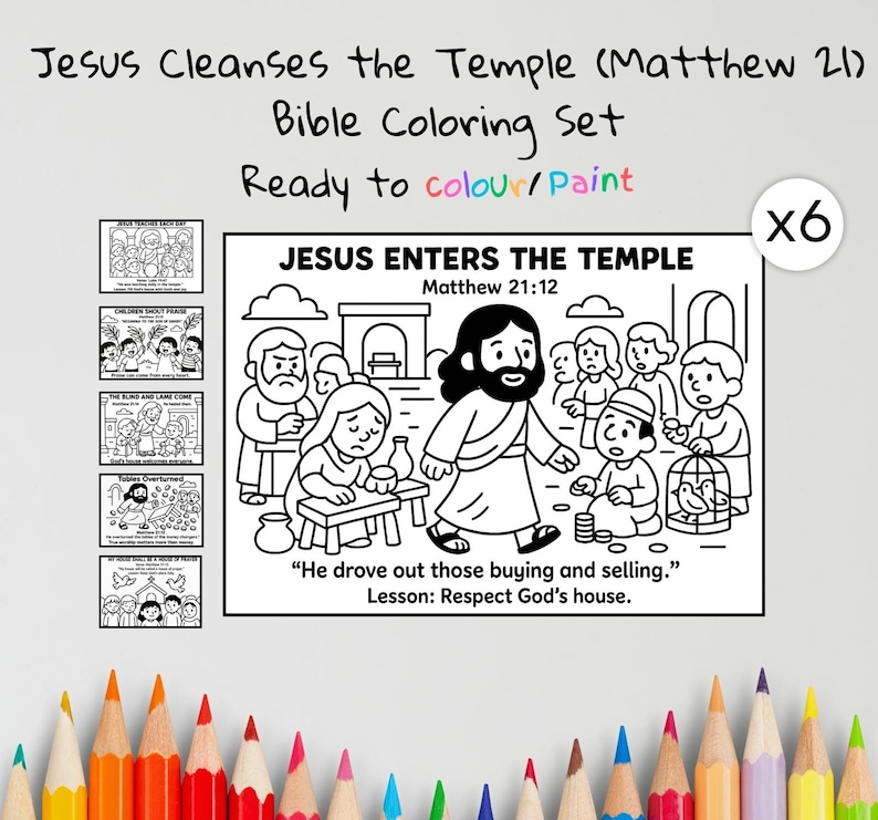 Jesus Cleanses the Temple Coloring Pages Craft | Kids Bible Craft ...