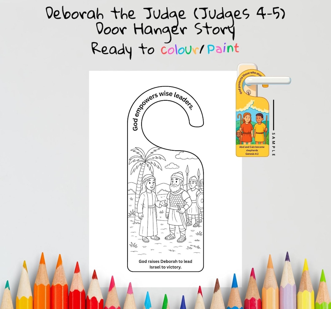 Deborah the Judge Kids Bible Craft Door Hanger | Judges 4–5 Coloring ...