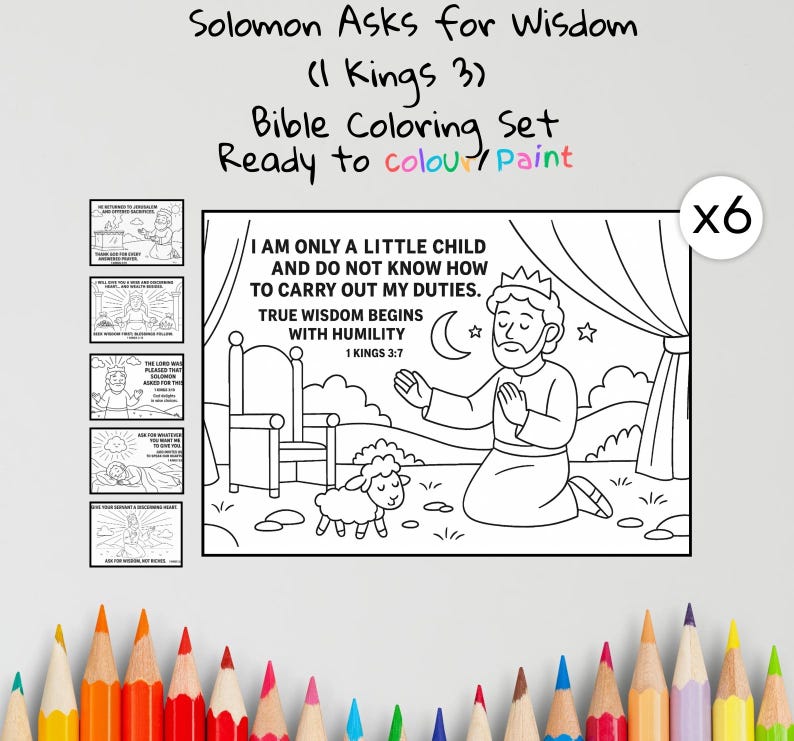 Solomon Asks for Wisdom Coloring Pages Craft | Kids Bible Craft | 1 ...