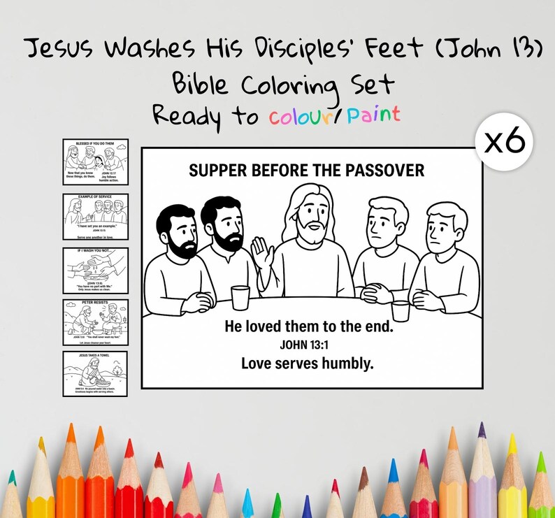 Jesus Washes Feet Coloring Pages Craft | Kids Bible Craft | John 13 ...