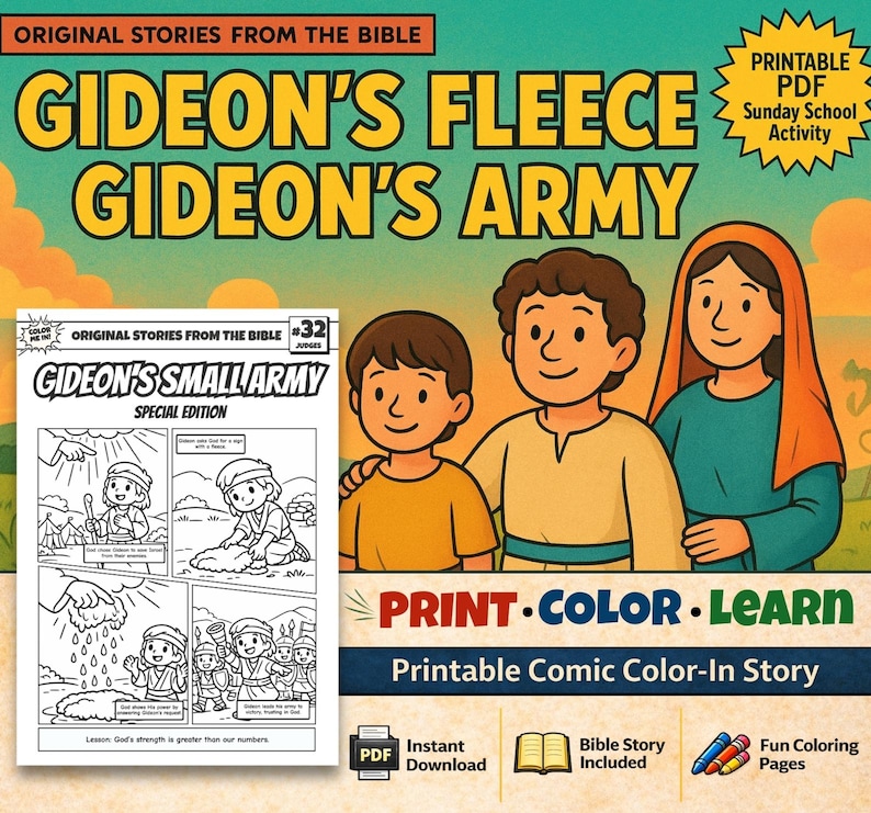 Gideon’s Fleece A4 Bible Comic Coloring Page | Sunday School Craft ...