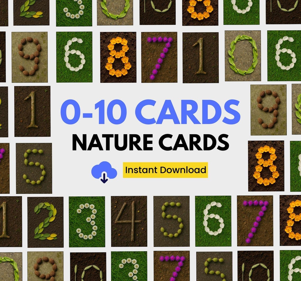 Printable Nature Number Cards 0–10 | Montessori & Reggio-inspired EYFS ...