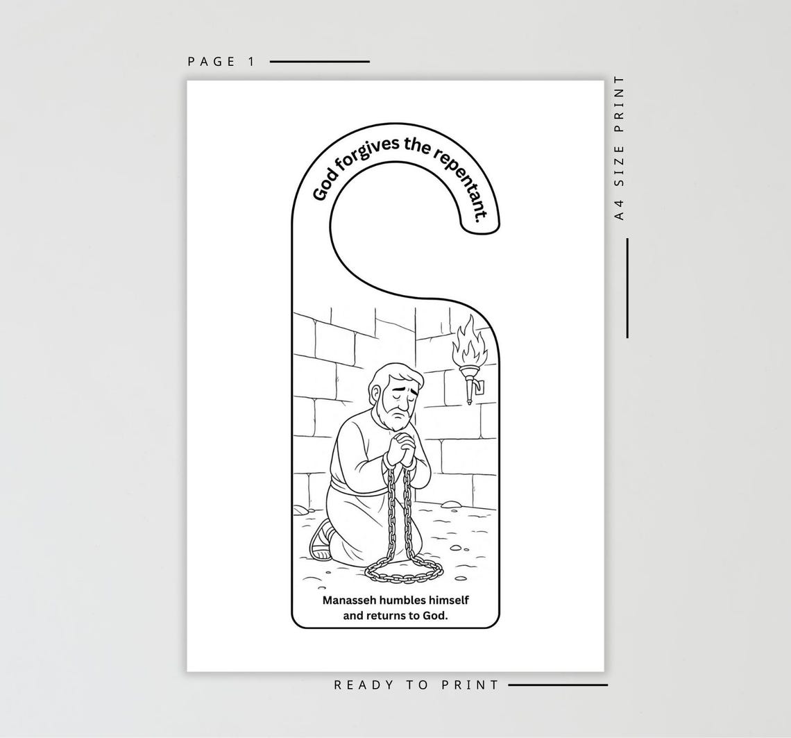 Manasseh Repents Kids Bible Craft Door Hanger | 2 Chronicles 33 Craft ...