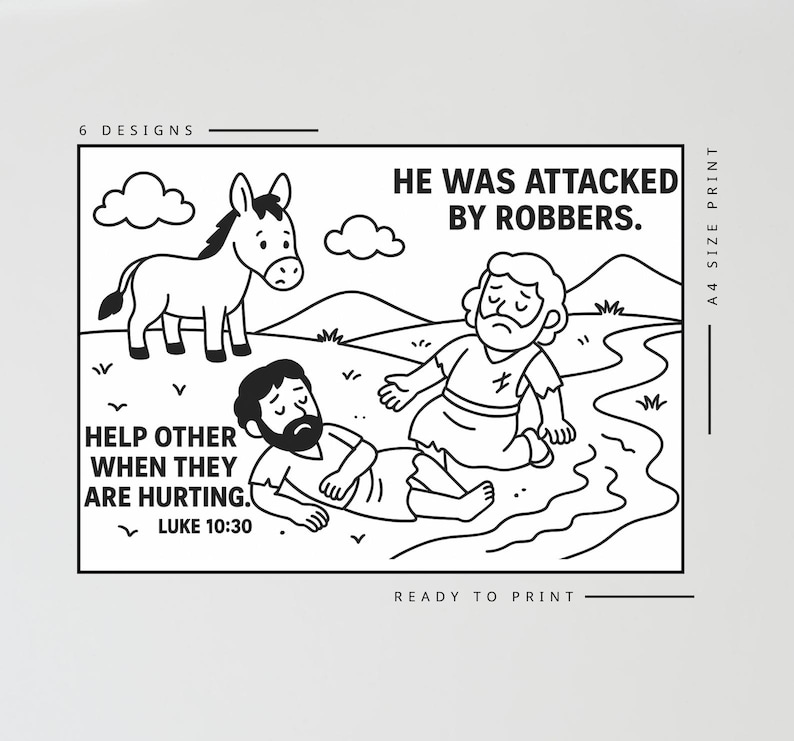 Good Samaritan Bible Coloring Pages Craft | Kids Bible Craft | Luke 10 ...