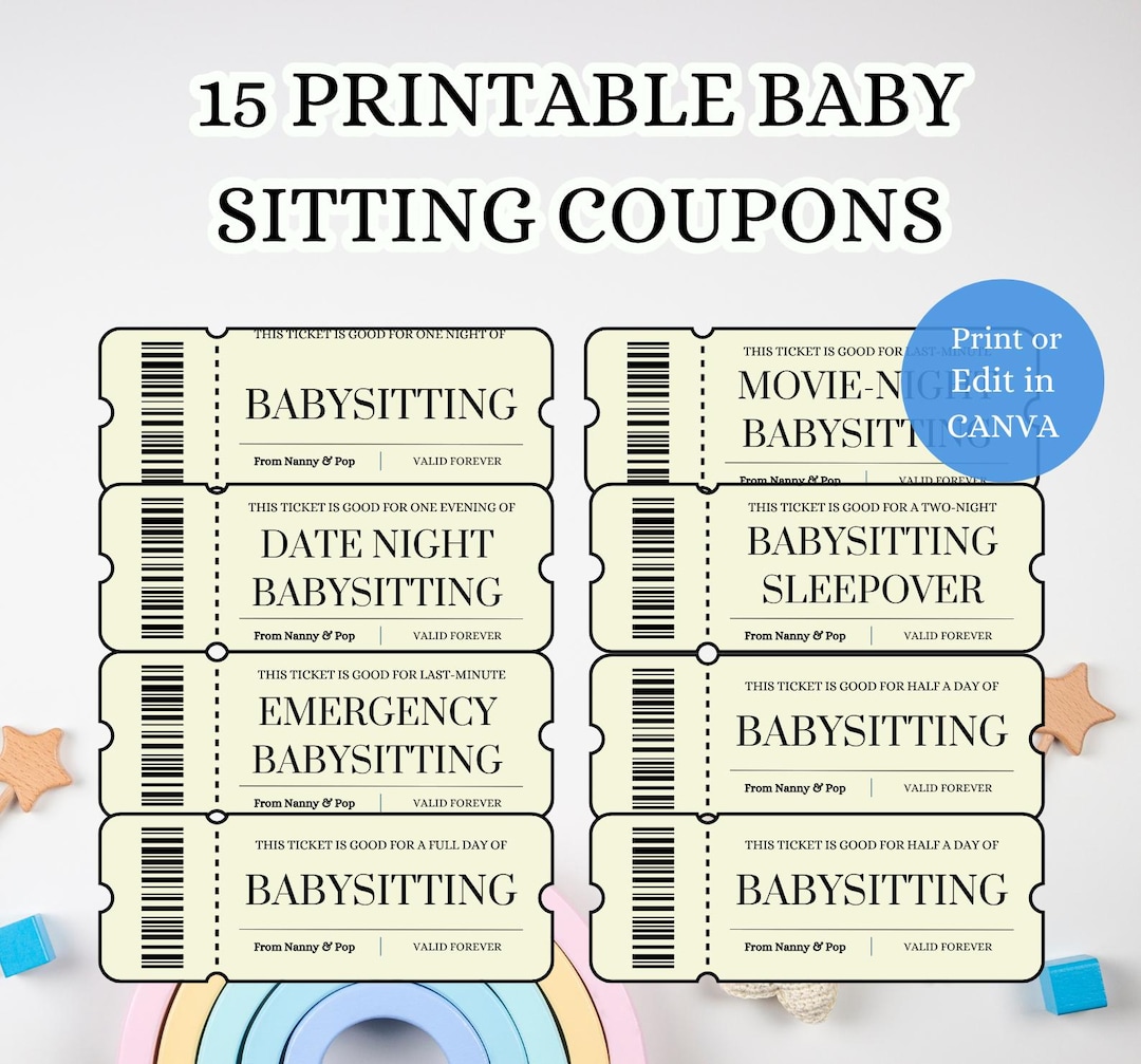 Editable Babysitting Coupons – DIY Gift From Grandparents | Baby Shower ...