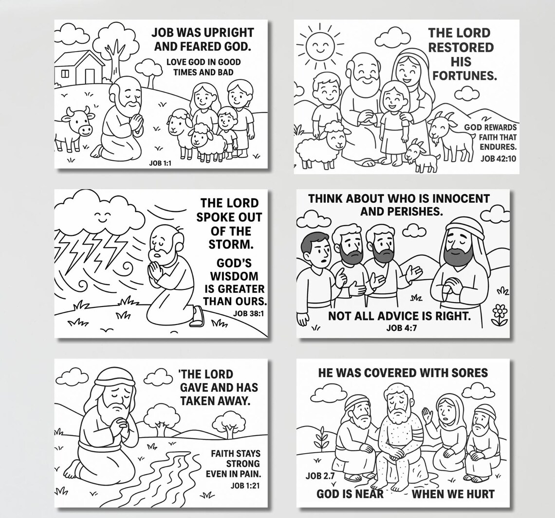 Job’s Faith Coloring Pages Craft | Kids Bible Craft | Book of Job ...