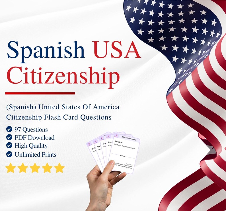 US Citizenship Test Flashcards in Spanish | USCIS Exam Prep | Digital ...