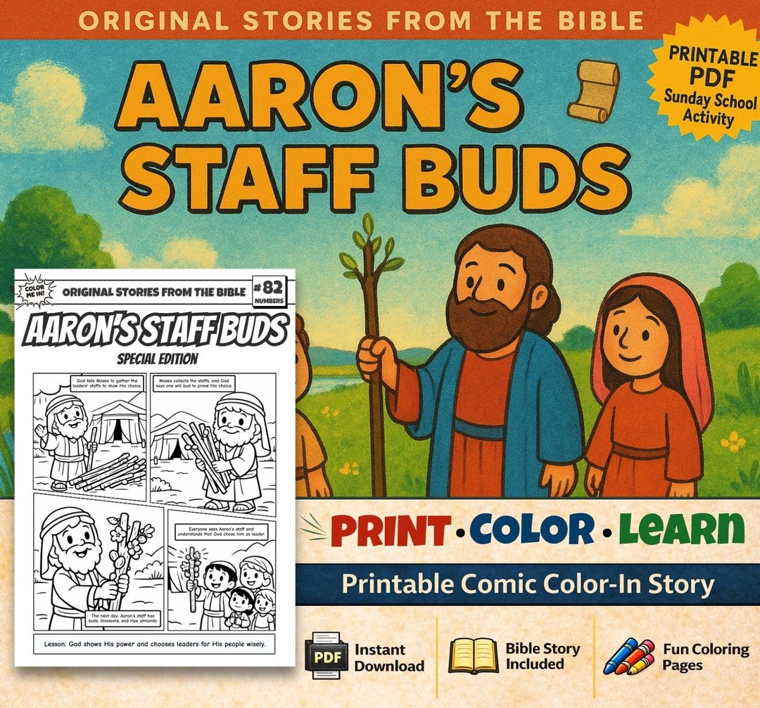 Aaron’s Staff Buds A4 Bible Comic Coloring Page | Sunday School Craft ...