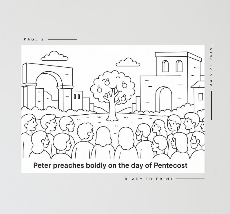 Peter Preaches at Pentecost-bible Craft-sunday School Bible Activity ...