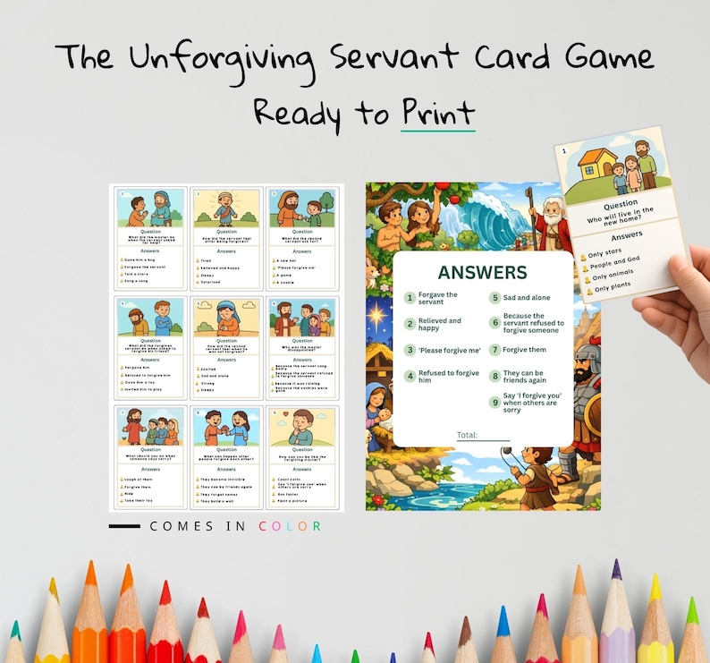 The Unforgiving Servant Kids Bible Card Game | Matthew 18 Activity for ...