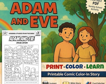 Adam and Eve Bible Craft | Kids Sunday School Activity | Bible Coloring ...