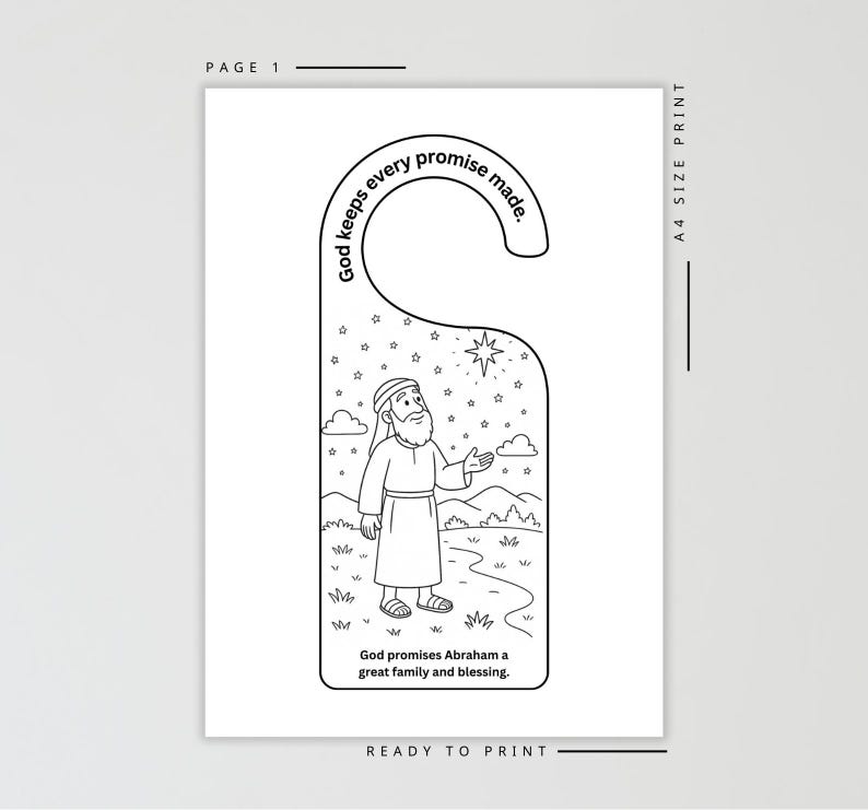 Abraham’s Promise Kids Bible Craft Door Hanger | Genesis 12 Coloring ...