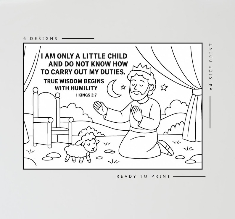 Solomon Asks for Wisdom Coloring Pages Craft | Kids Bible Craft | 1 ...
