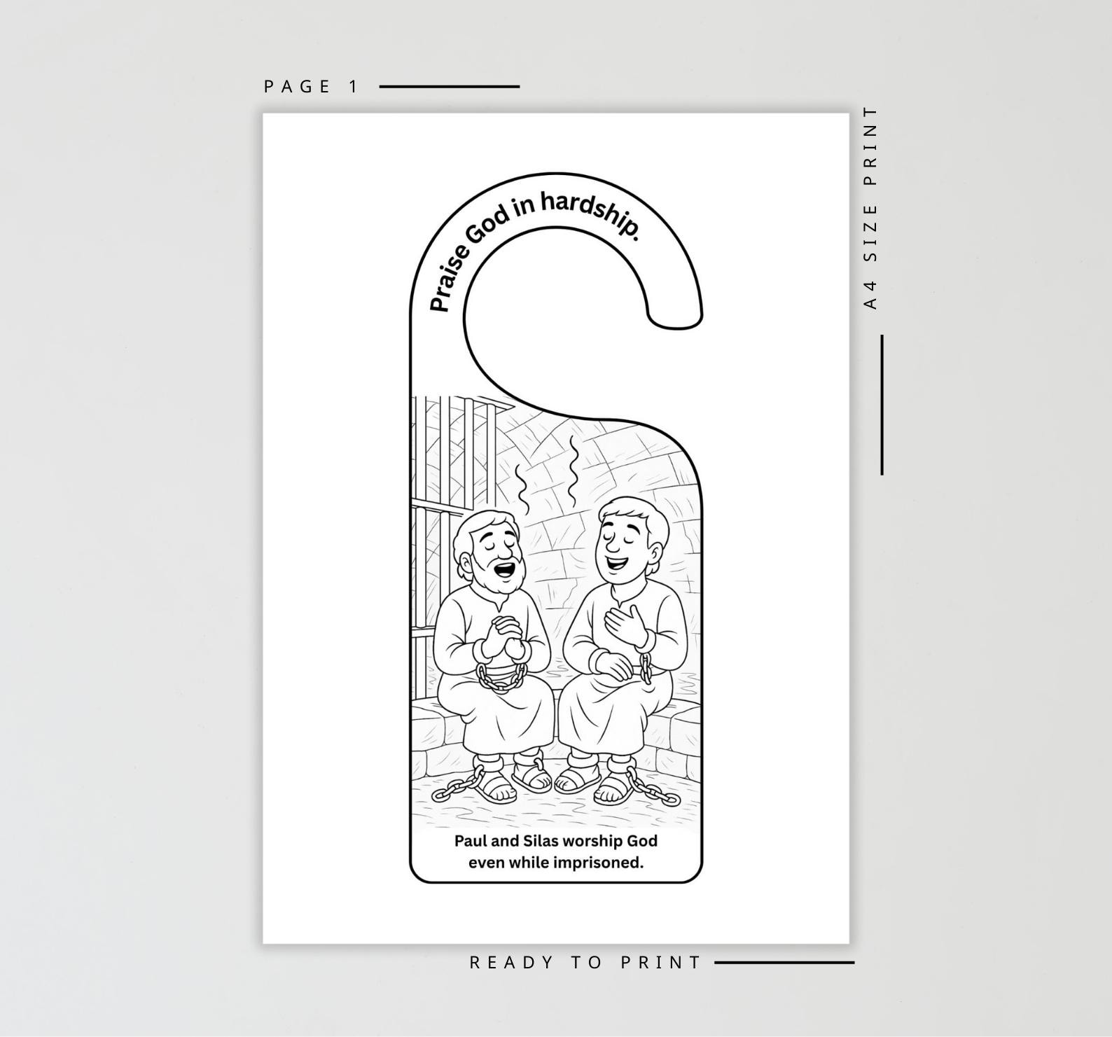 Paul & Silas Kids Bible Craft Door Hanger | Acts 16 Coloring Craft ...