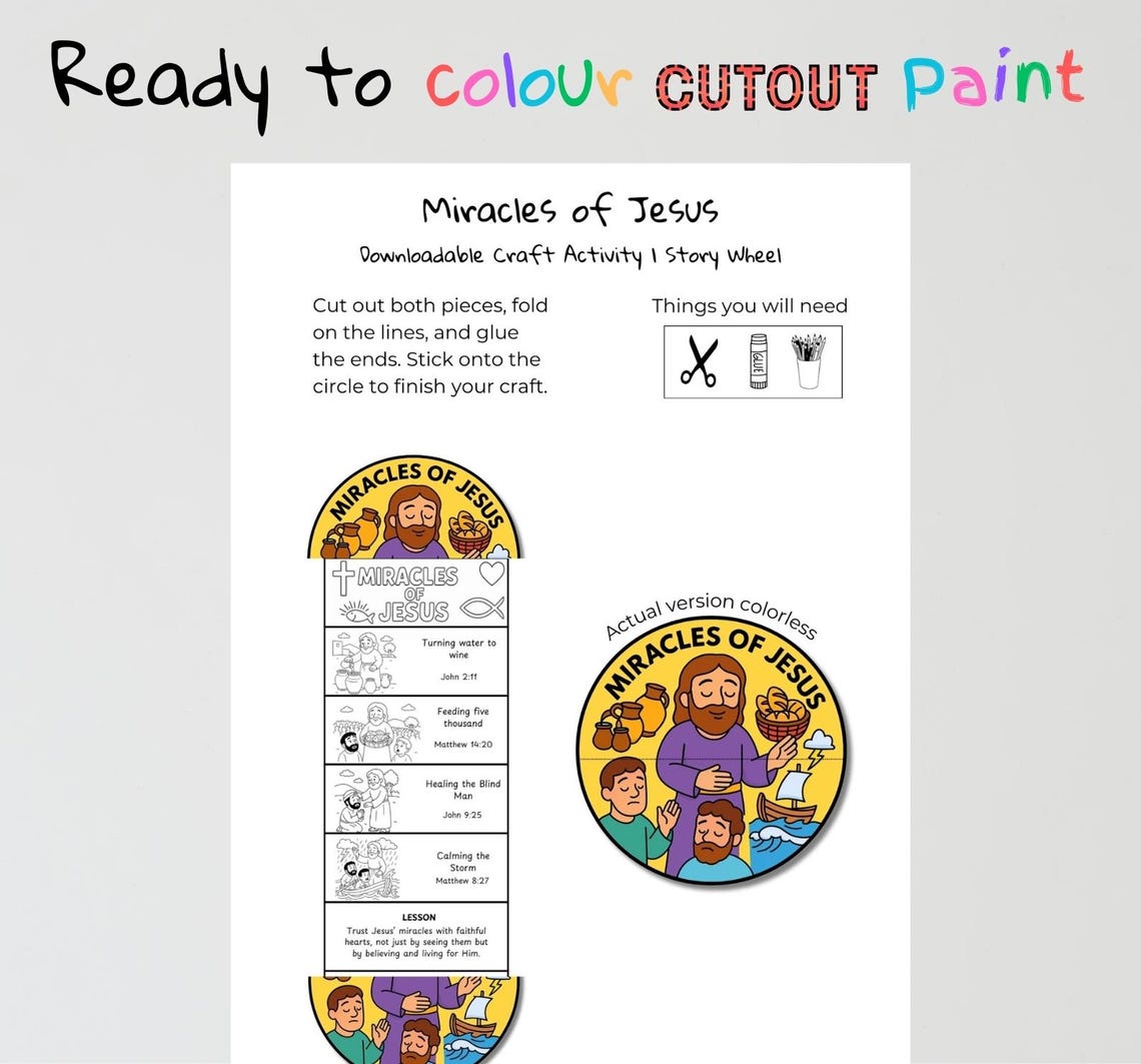 Miracles of Jesus Bible Craft | Kids Sunday School Printable Activity ...