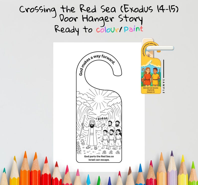 Red Sea Crossing Kids Bible Craft Door Hanger | Exodus 14 Bible ...