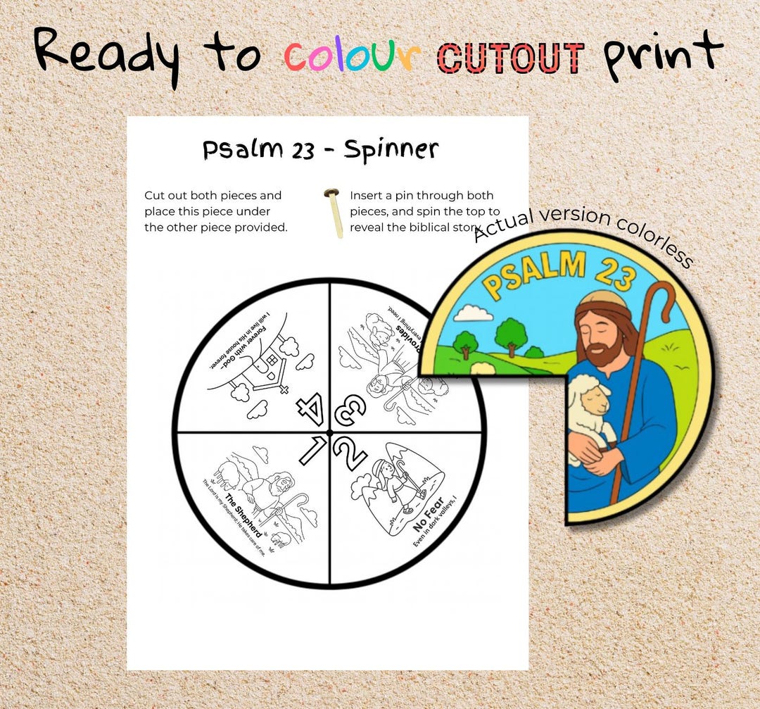 Psalm 23 Coloring Wheel, the Lord is My Shepherd Bible Craft, Christian ...