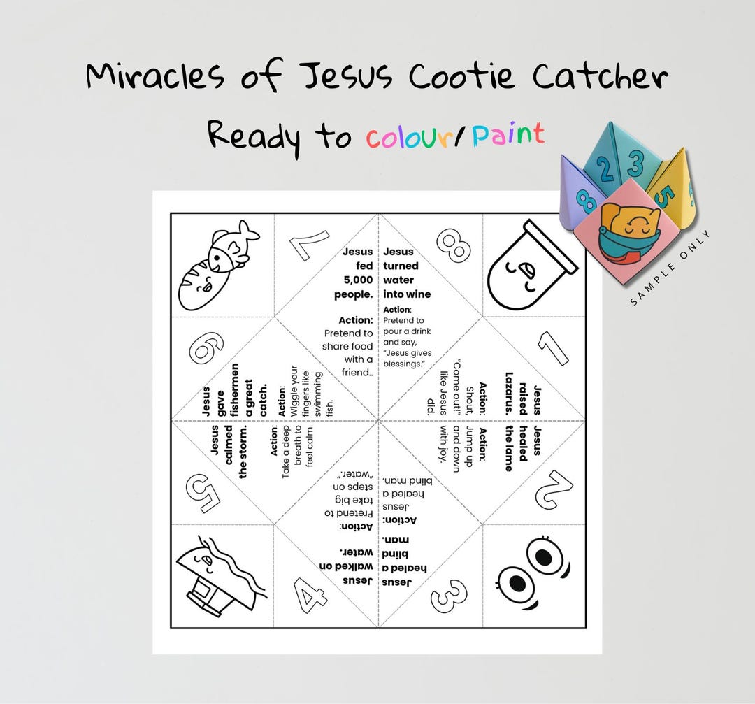 Bible Craft for Kids, Miracles of Jesus Cootie Catcher, Sunday School ...