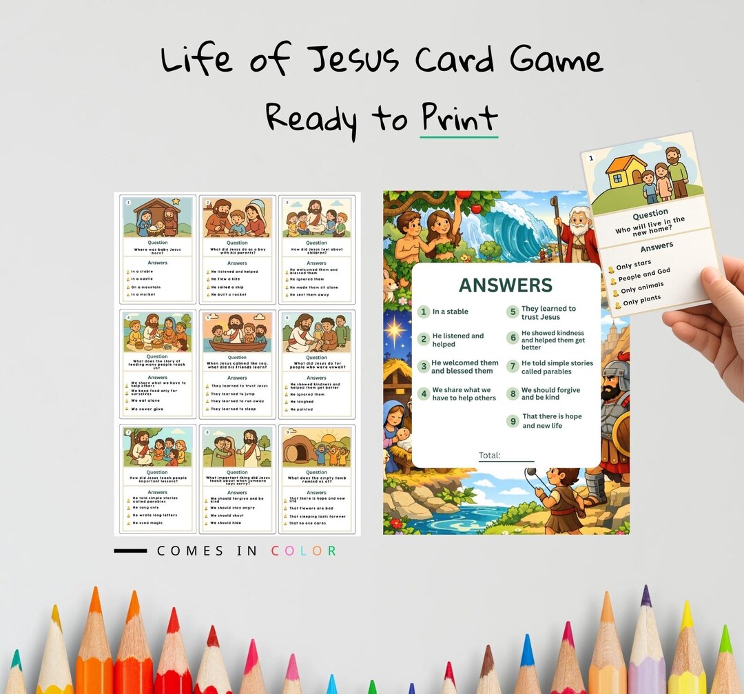 Life of Jesus Kids Bible Card Game | Gospel Overview Activity for Kids ...