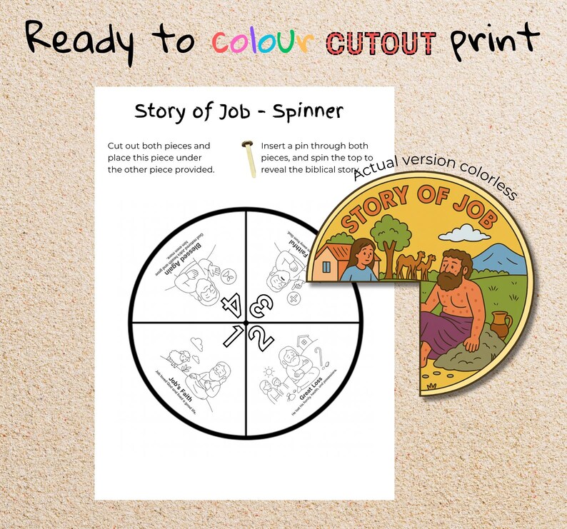 Story of Job Coloring Wheel, Bible Story Activity for Kids, Christian ...