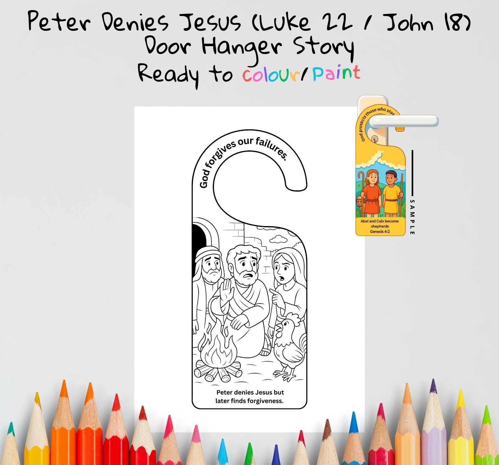 Peter Denies Jesus Kids Bible Craft Door Hanger | Luke 22 Craft ...