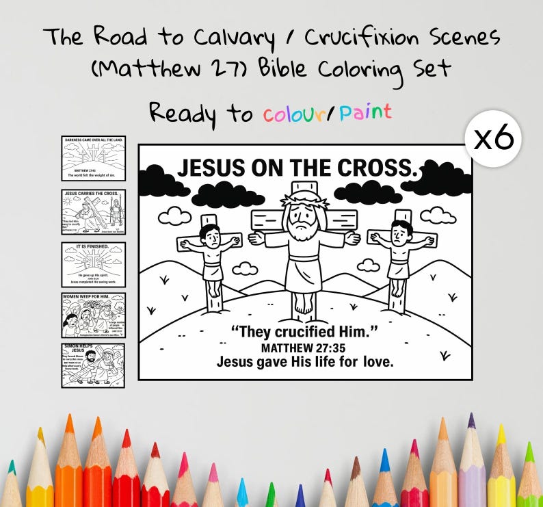 Road to Calvary Coloring Pages Craft | Kids Bible Craft | Matthew 27 ...