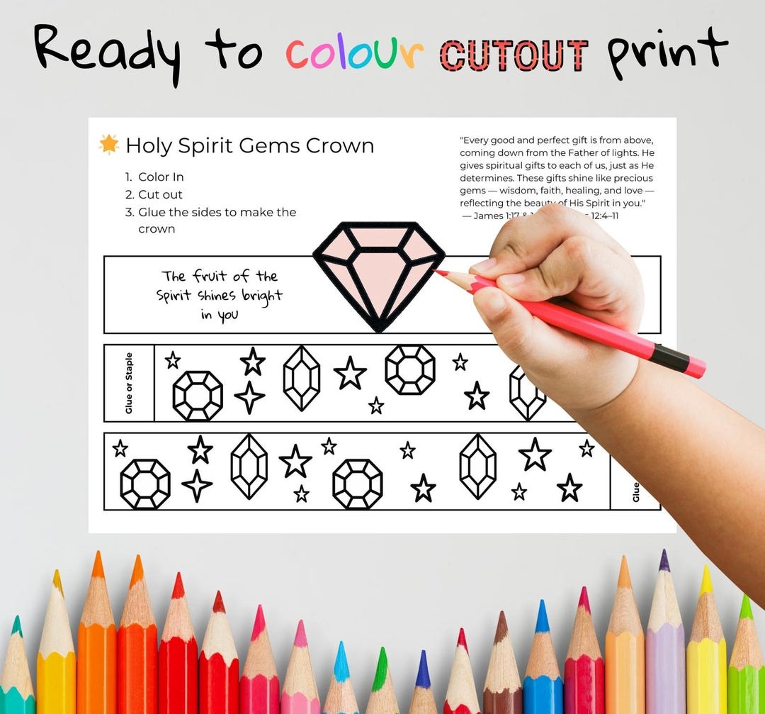 Holy Spirit Gems Crown – Bible Craft for Kids – Sunday School Printable ...