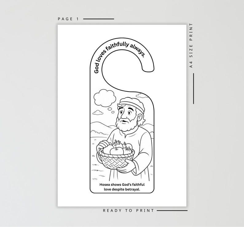 Amos Basket of Fruit Kids Bible Craft Door Hanger | Amos 8 Coloring ...