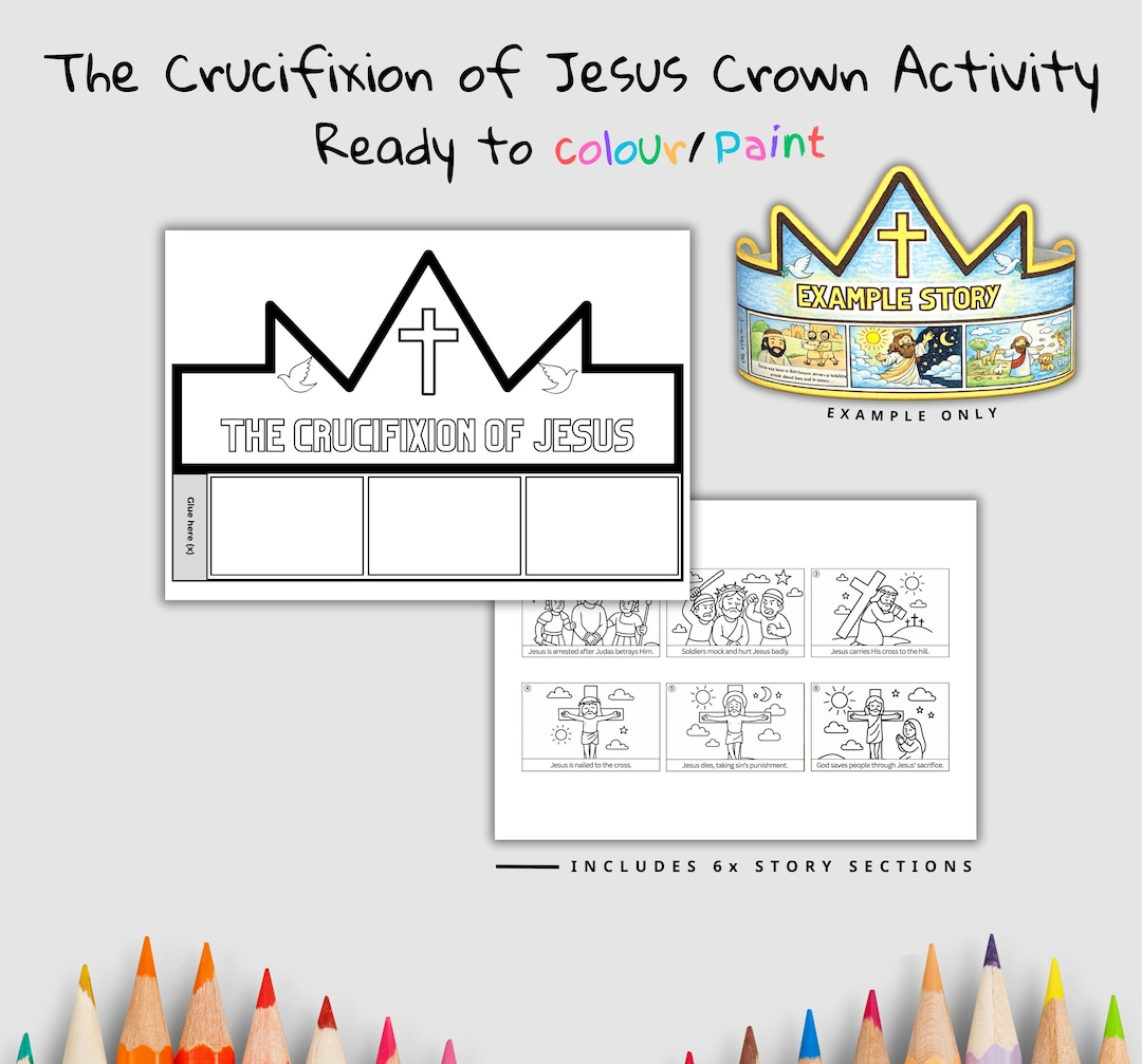Crucifixion of Jesus Bible Crown Printable | Easter Story Coloring ...