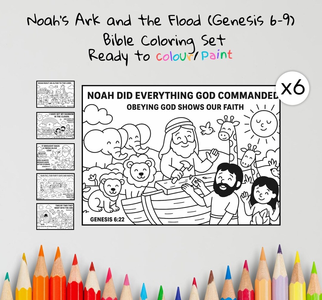 Noah’s Ark Bible Coloring Pages Craft | Kids Bible Craft | Genesis 6–9 ...