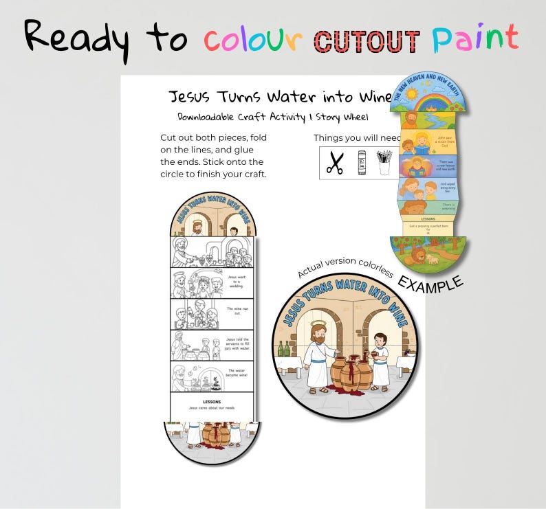 Jesus Turns Water Into Wine Bible Craft | First Miracle Lesson ...