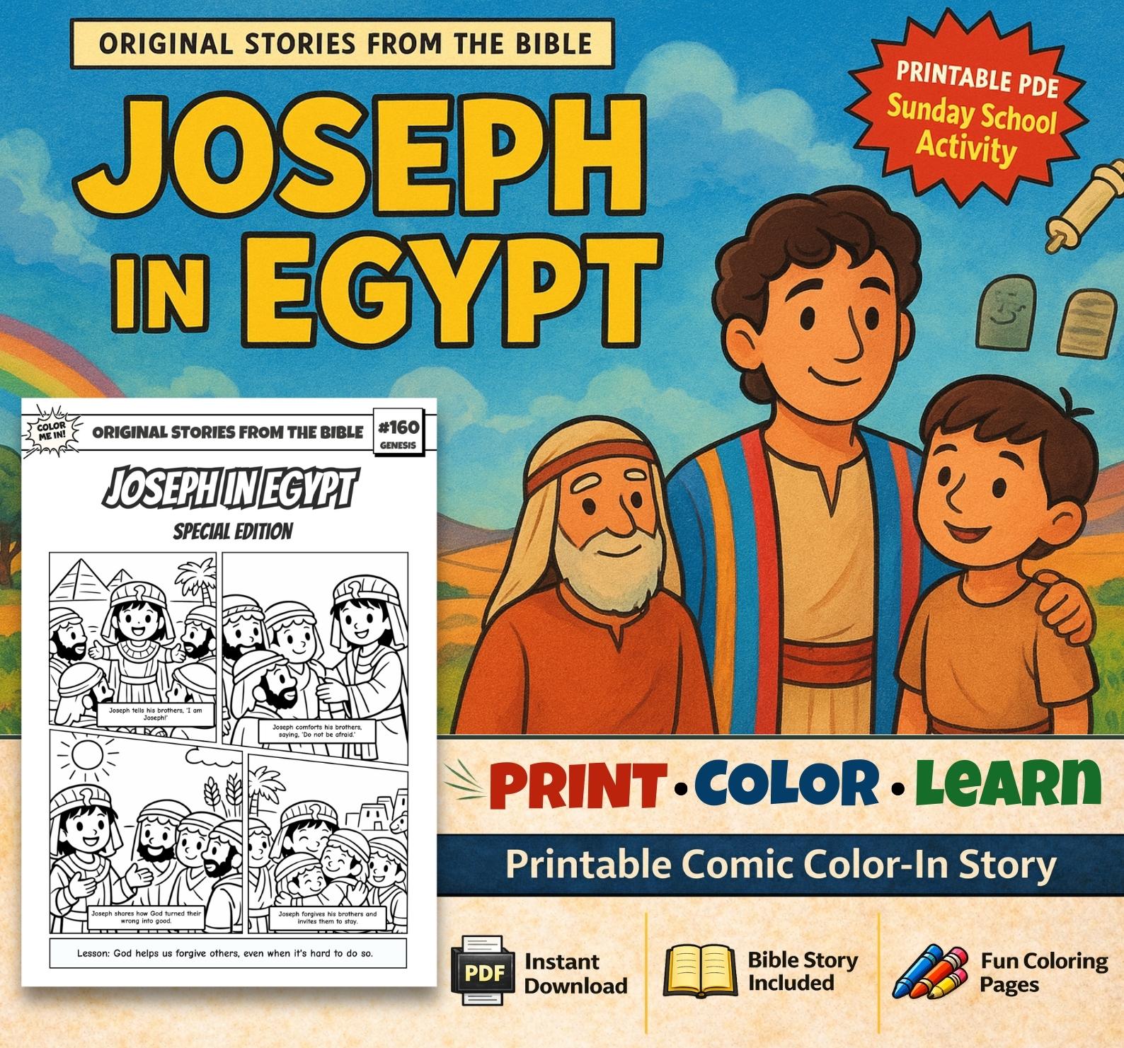 Joseph in Egypt A4 Bible Comic Coloring Page | Sunday School Craft ...