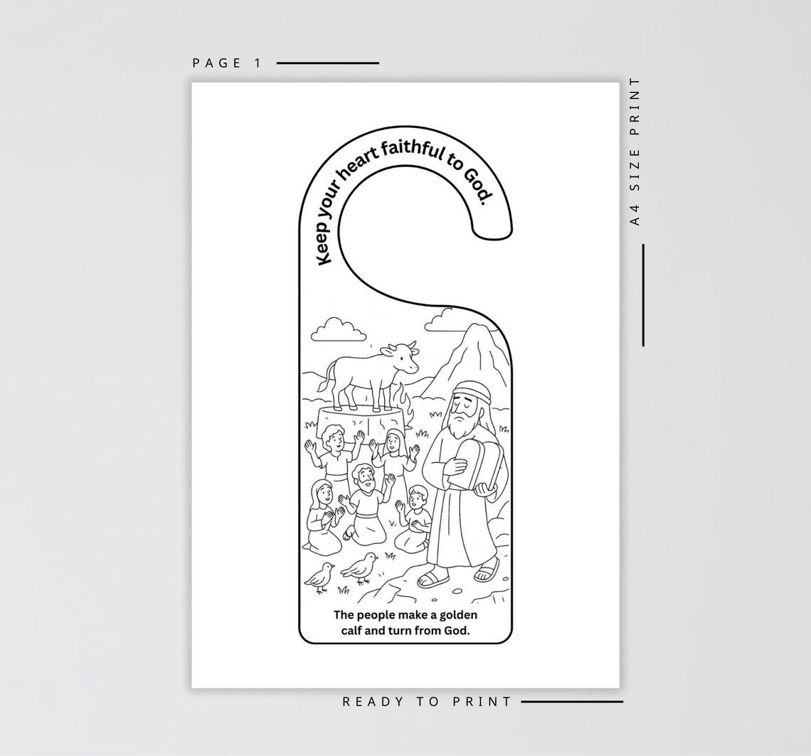 Golden Calf Kids Bible Craft Door Hanger | Exodus 32 Coloring Craft ...