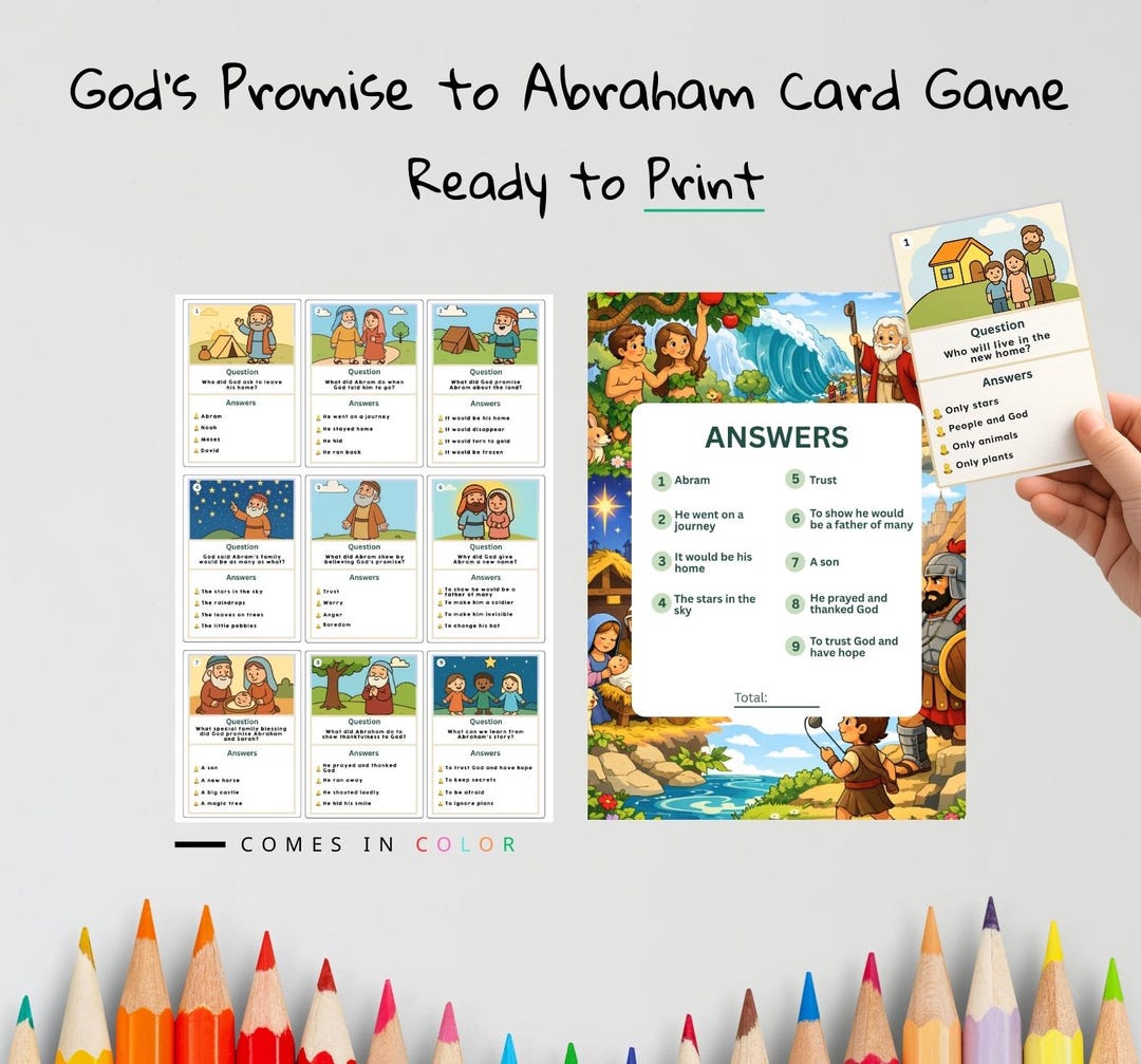 God’s Promise to Abraham Kids Bible Card Game | Genesis 12 Activity for ...