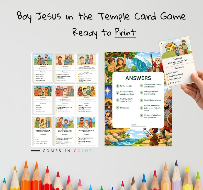 Boy Jesus in the Temple Kids Bible Card Game | Luke 2 Activity for Kids ...