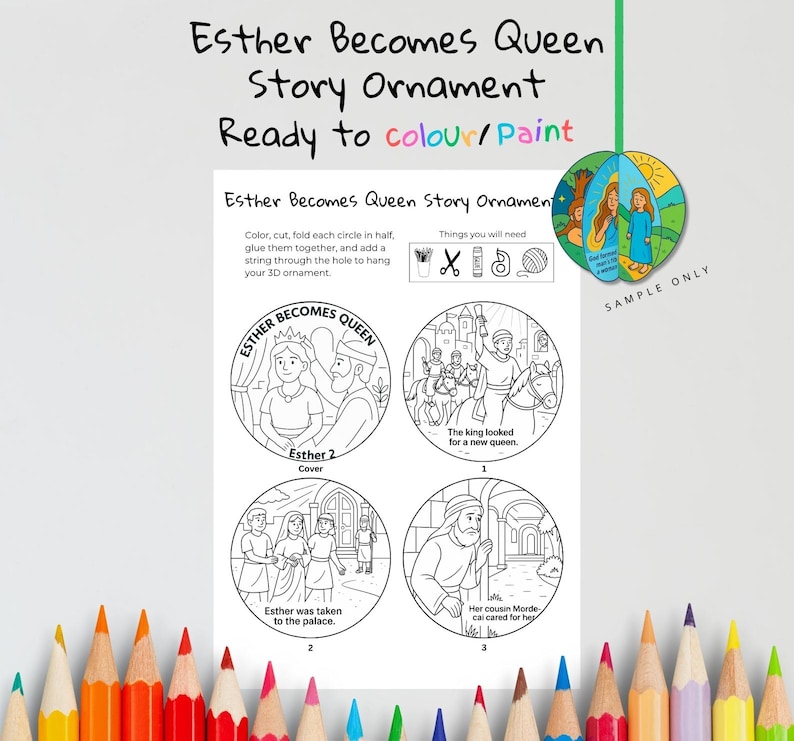 Esther Becomes Queen (esther 2) | 3D Bible Story Ornament | Sunday ...