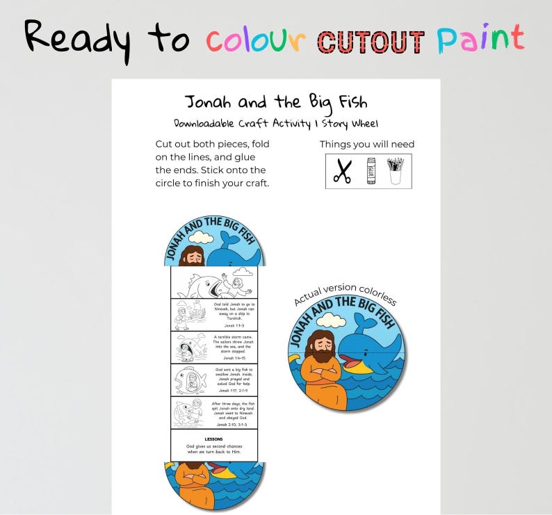 Jonah and the Big Fish Bible Craft | Jonah 1–3 Sunday School Activity ...